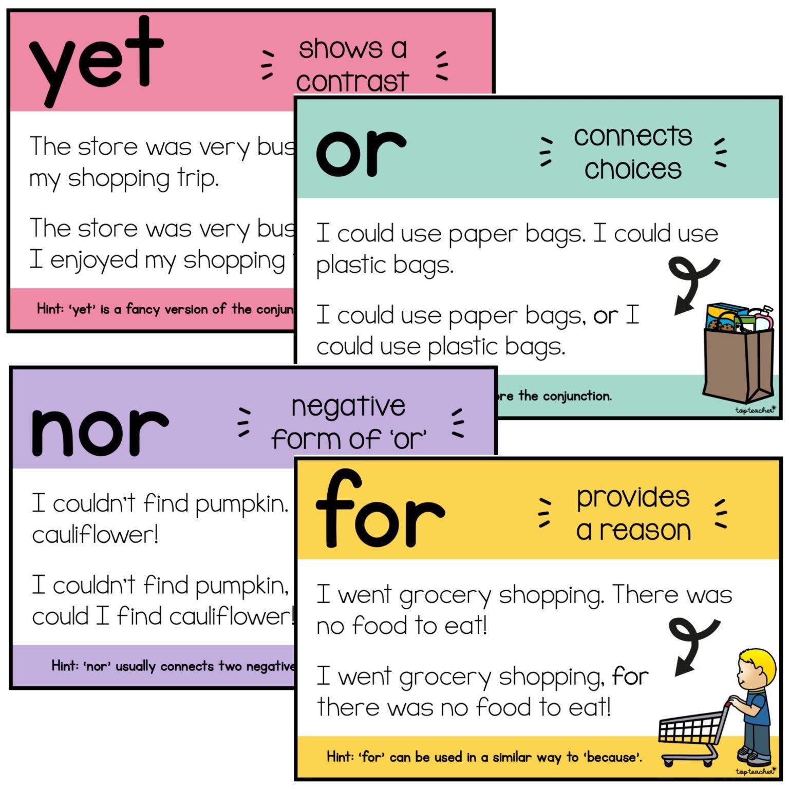 Mini Coordinating Conjunctions Posters Top Teacher