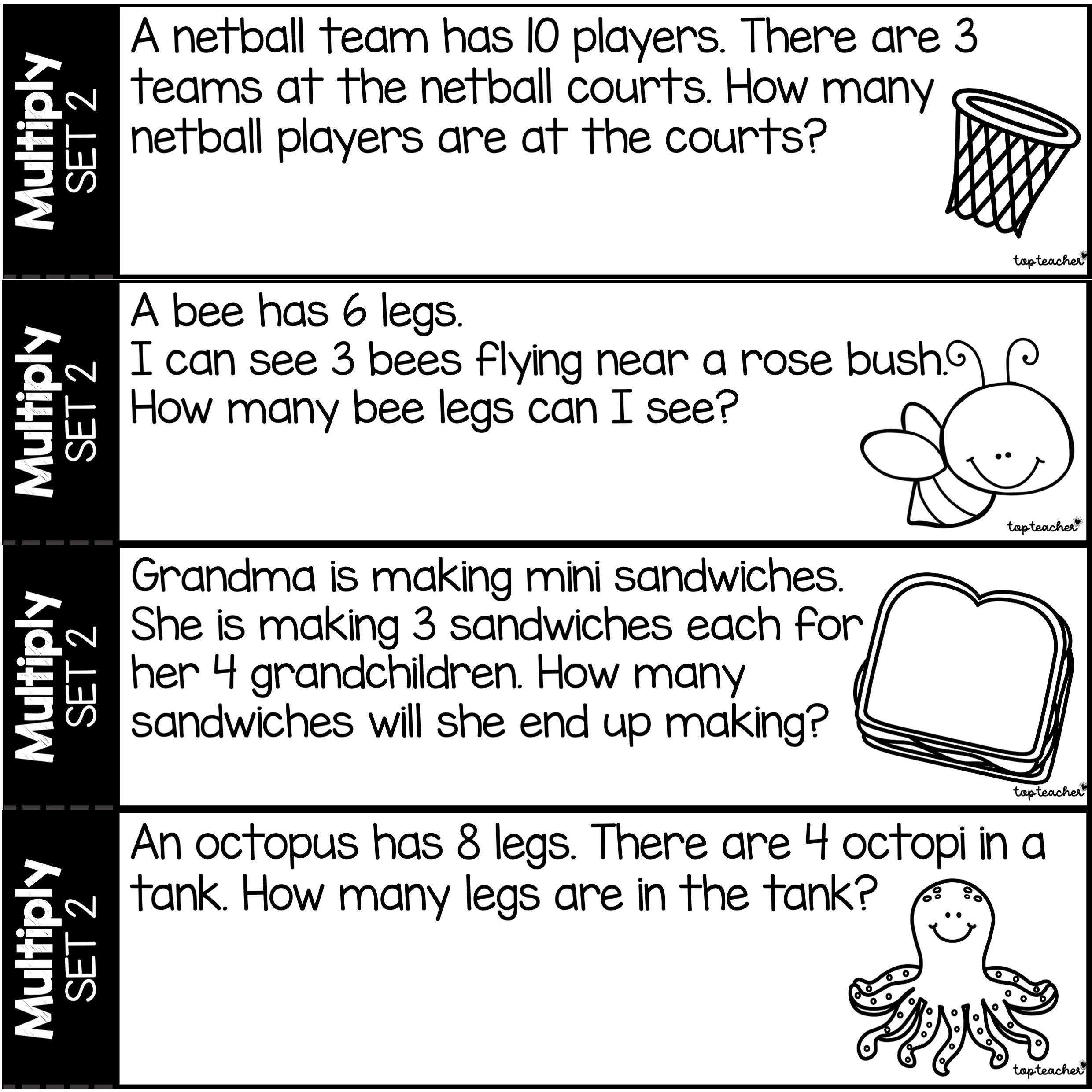 Multiplication Word Problems Set 2 X3 X4 X8 Top Teacher
