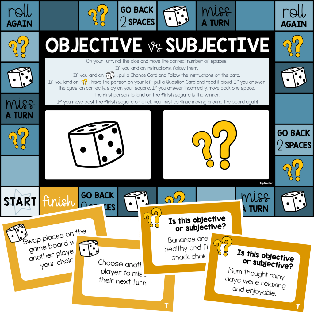 Objective vs Subjective Language Board Game - Top Teacher Objective vs Subjective Language Board Game - Top Teacher