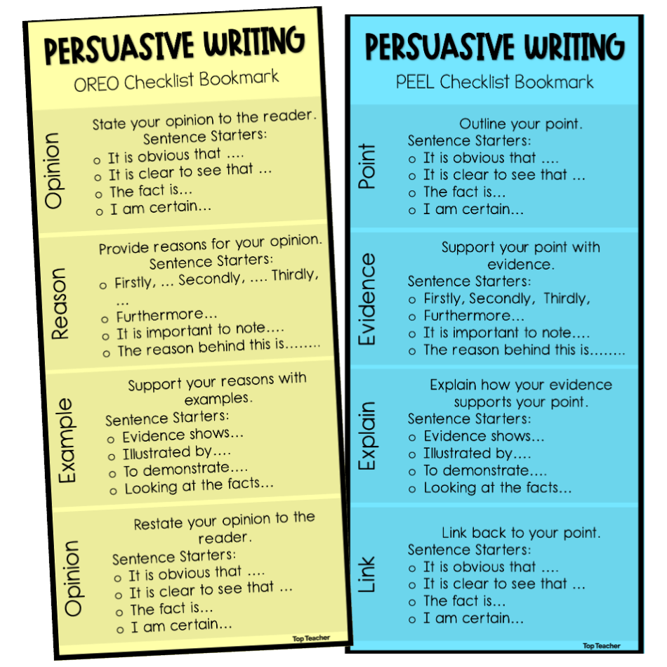 Persuasive Writing Paragraph Checklist - Top Teacher Persuasive Writing Paragraph Checklist - Top Teacher