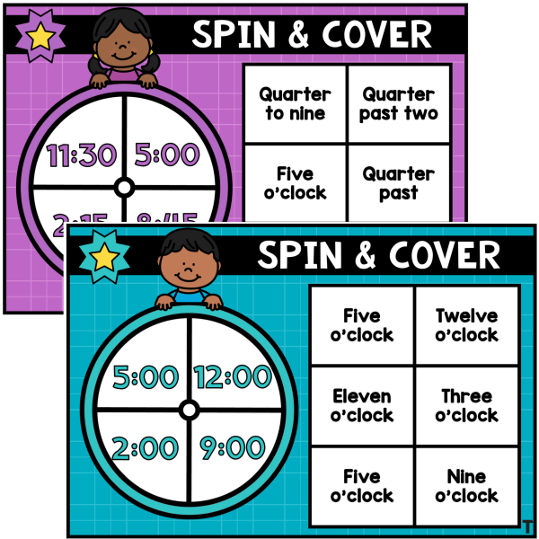 Telling Time Task Cards Spin And Cover Top Teacher