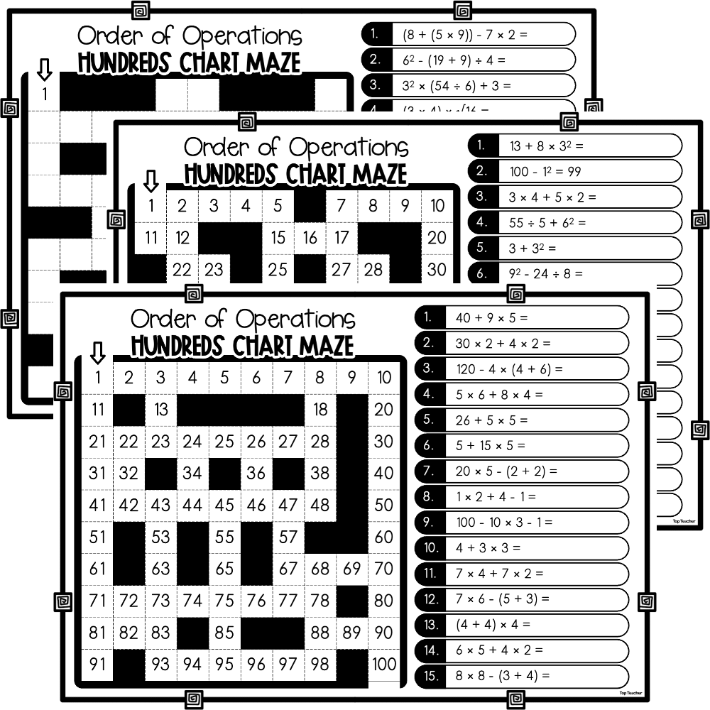 Order of Operations Hundreds Chart Maze - Top Teacher Order of Operations Hundreds Chart Maze - Top Teacher